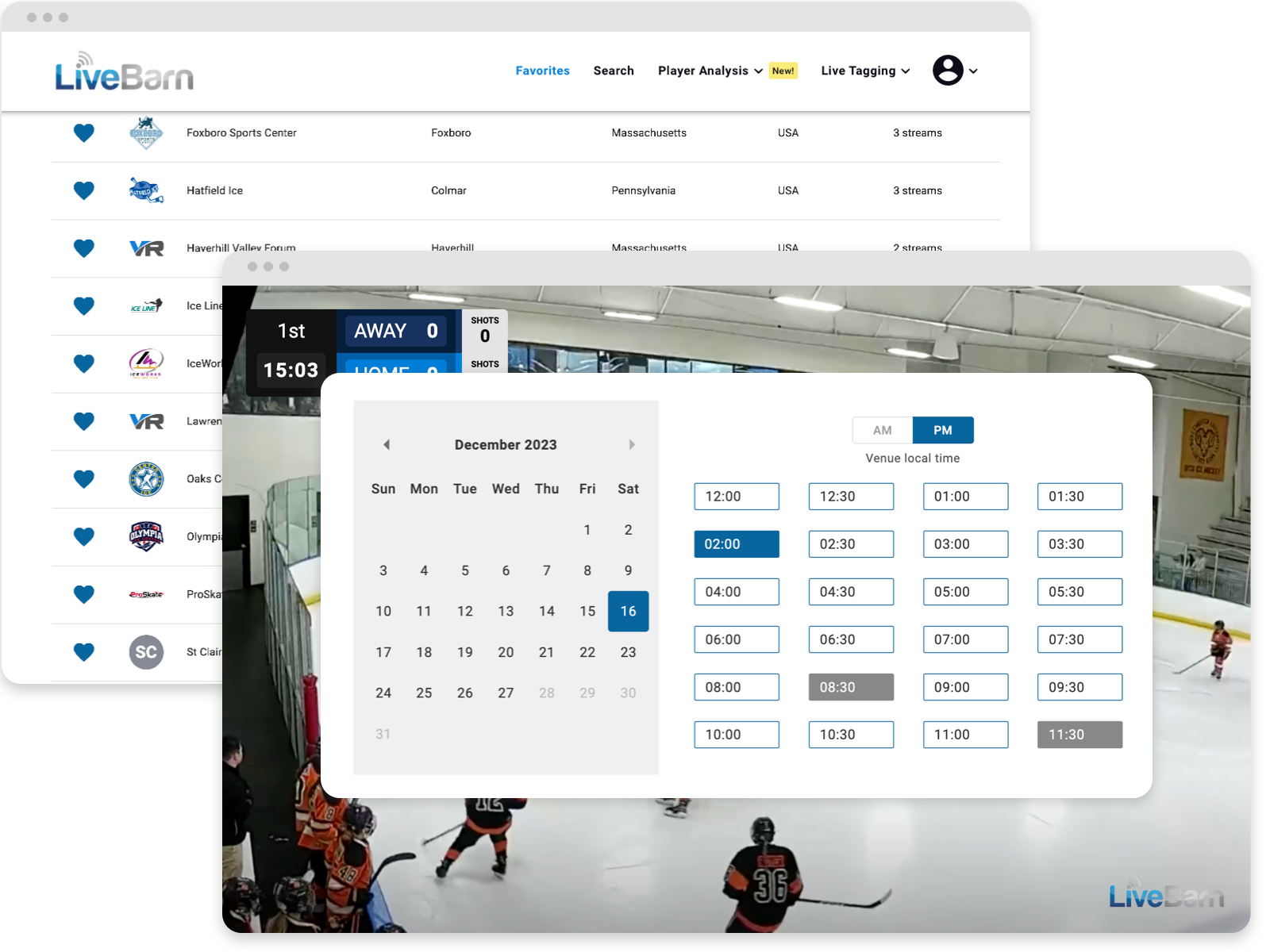 Fonctionnalités de LiveBarn
